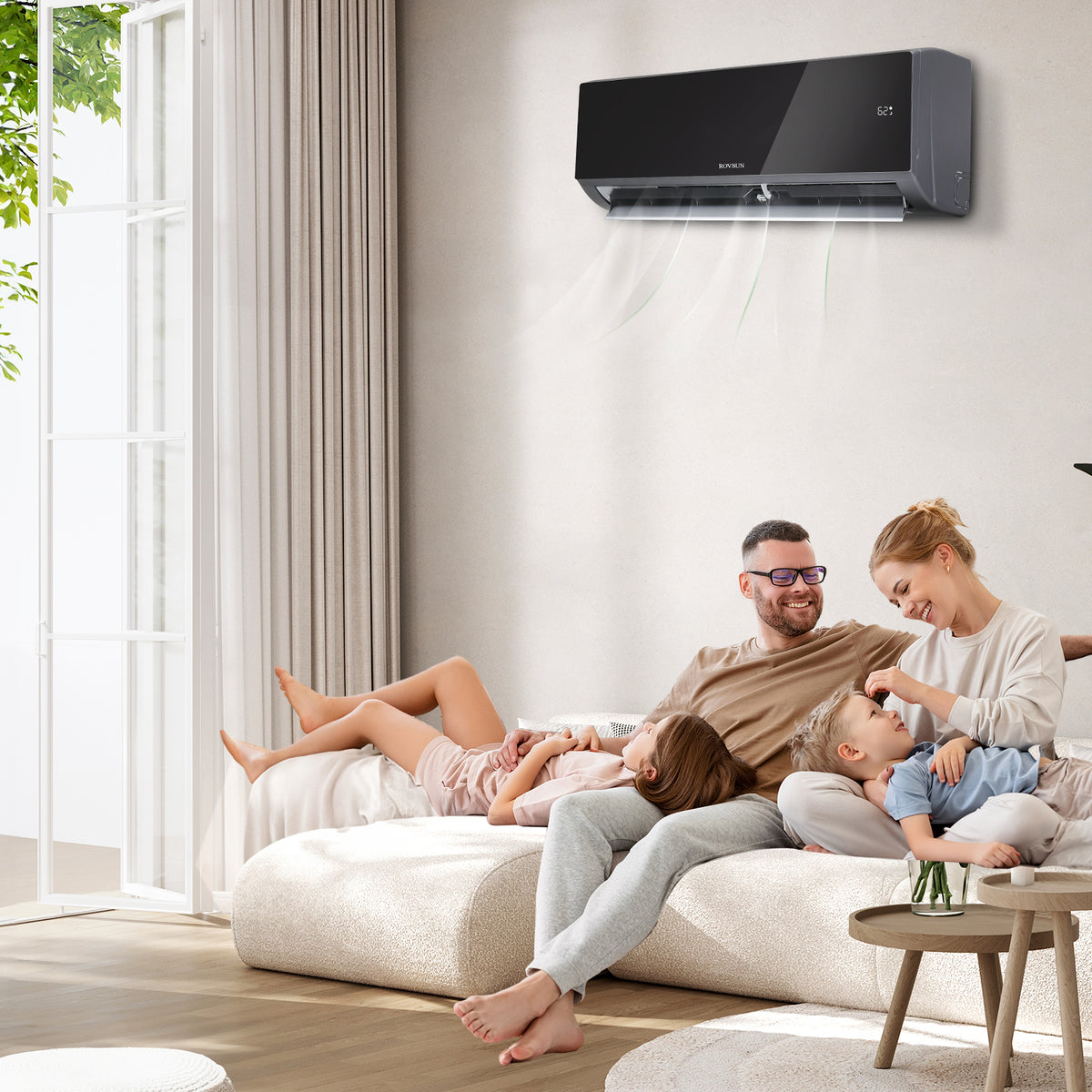ROVSUN 9,000 BTU Black Mini Split Air Conditioner with Heat 115V - Wifi