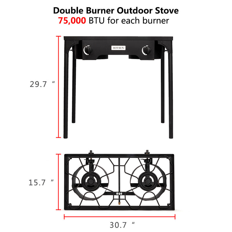 ROVSUN 2 Burner 150000 BTU Outdoor Propane Stove for Camping