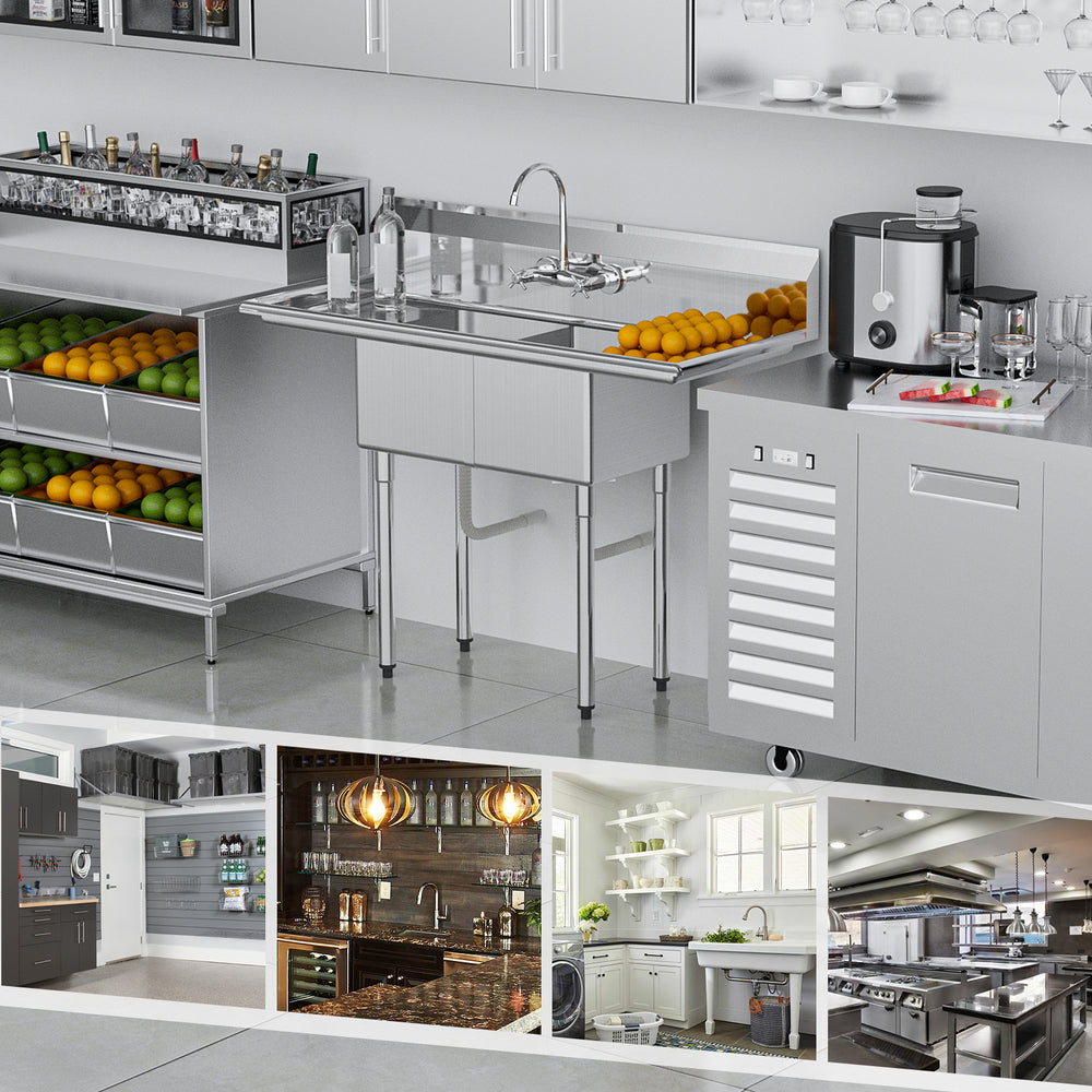 Commercial Sinks: Stainless Steel Sink for Restaurant Kitchen - ROVSUN