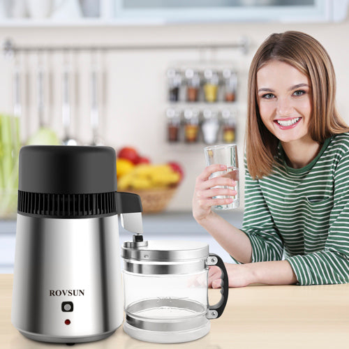 ROVSUN 4L Stainless Steel Water Distiller Countertop with Glass Collec