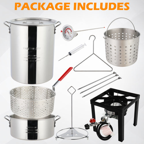 ROVSUN 30QT Turkey Fryer & 10QT Fish Fryer Kit with 55000 BTU Propane