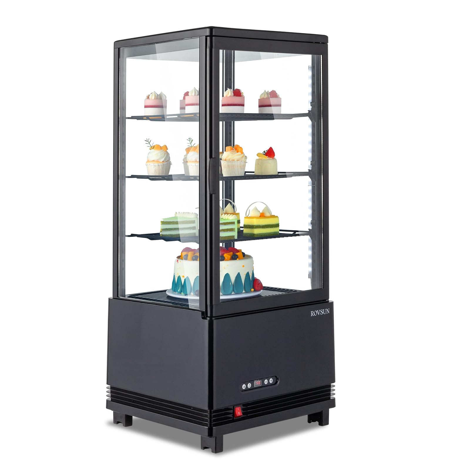 ROVSUN 3 Cu.Ft Black Refrigerated Bakery Display Case Countertop