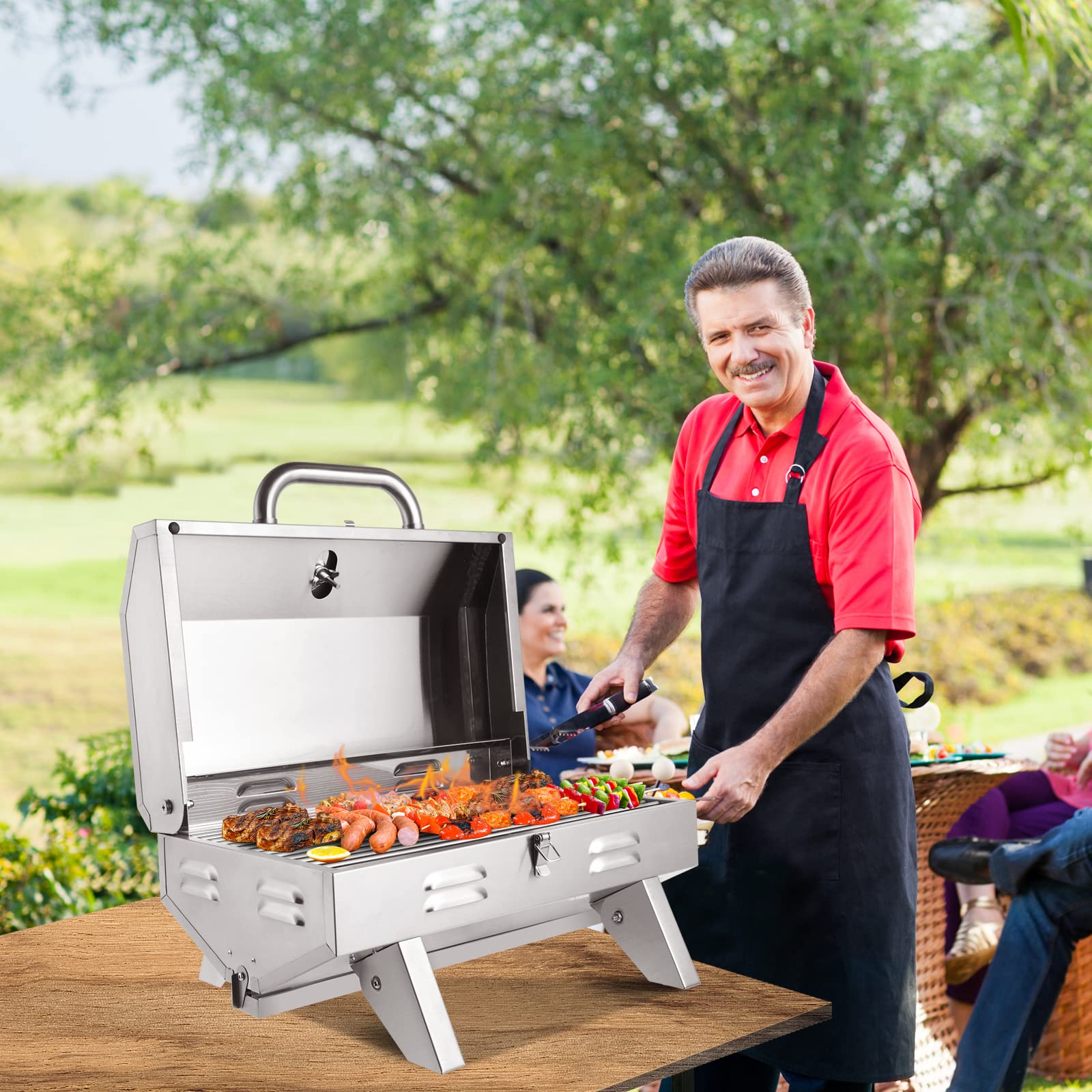 ROVSUN 1 Burner 12000BTU Portable Propane Grill for Outdoor Camping ...