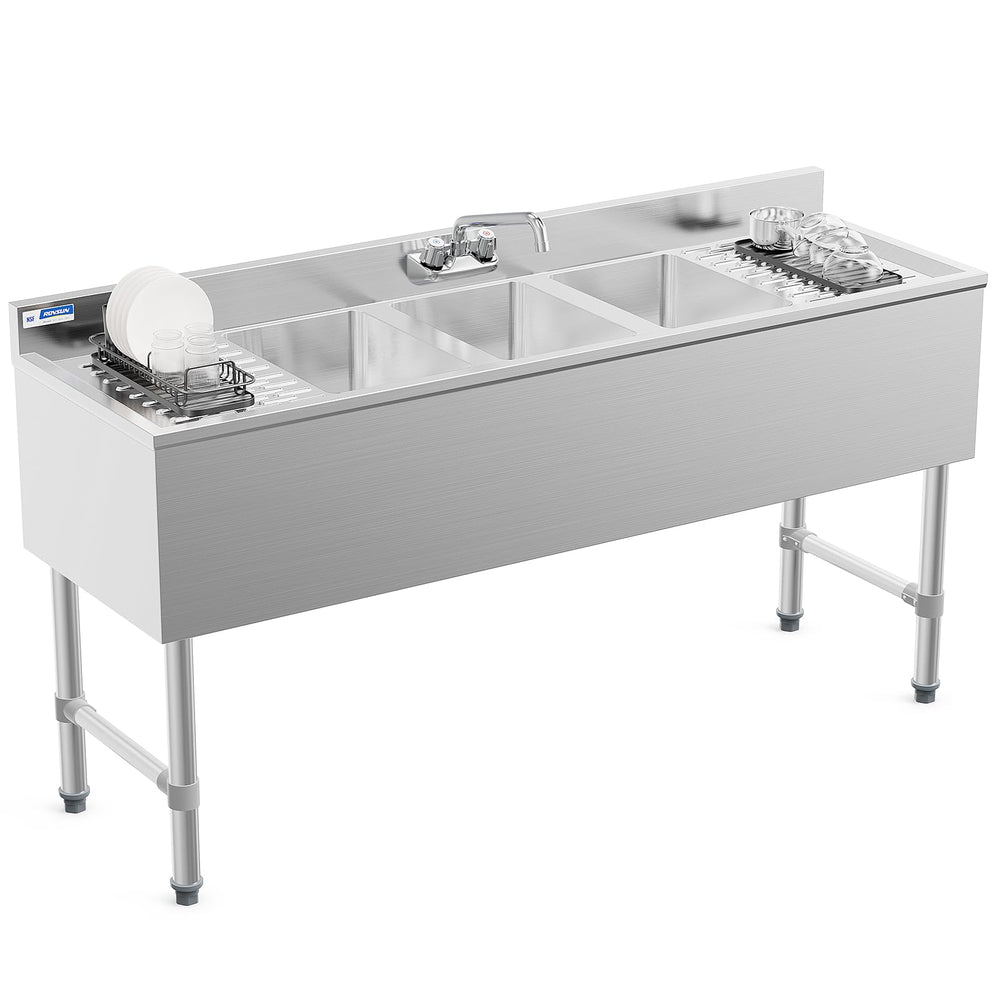 Commercial Sinks: Stainless Steel Sink for Restaurant Kitchen - ROVSUN