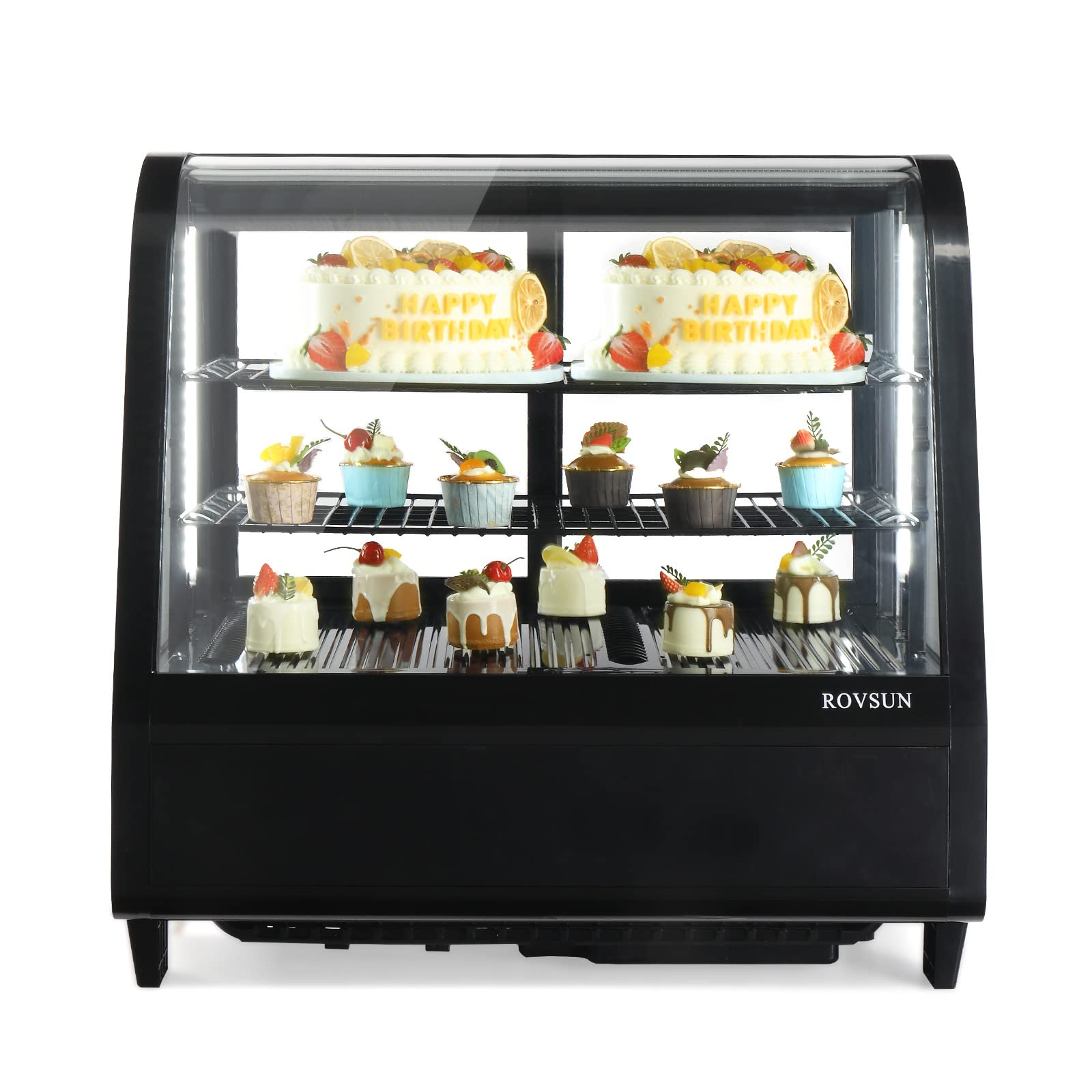 ROVSUN 3.5 Cu.Ft Black Refrigerated Bakery Display Case Countertop
