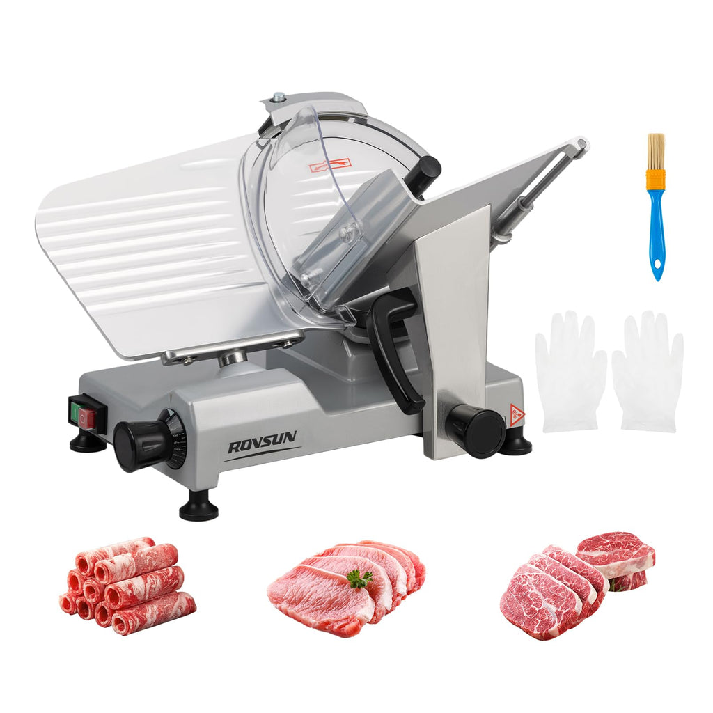 ROVSUN 10" Manual Gravity Feed Commercial Meat Slicer Silver