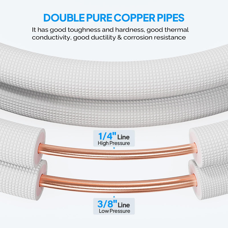 ROVSUN 25 Ft 1/4" & 3/8" O.D. Flared Copper Tubing Pipes and 3/8" Thic