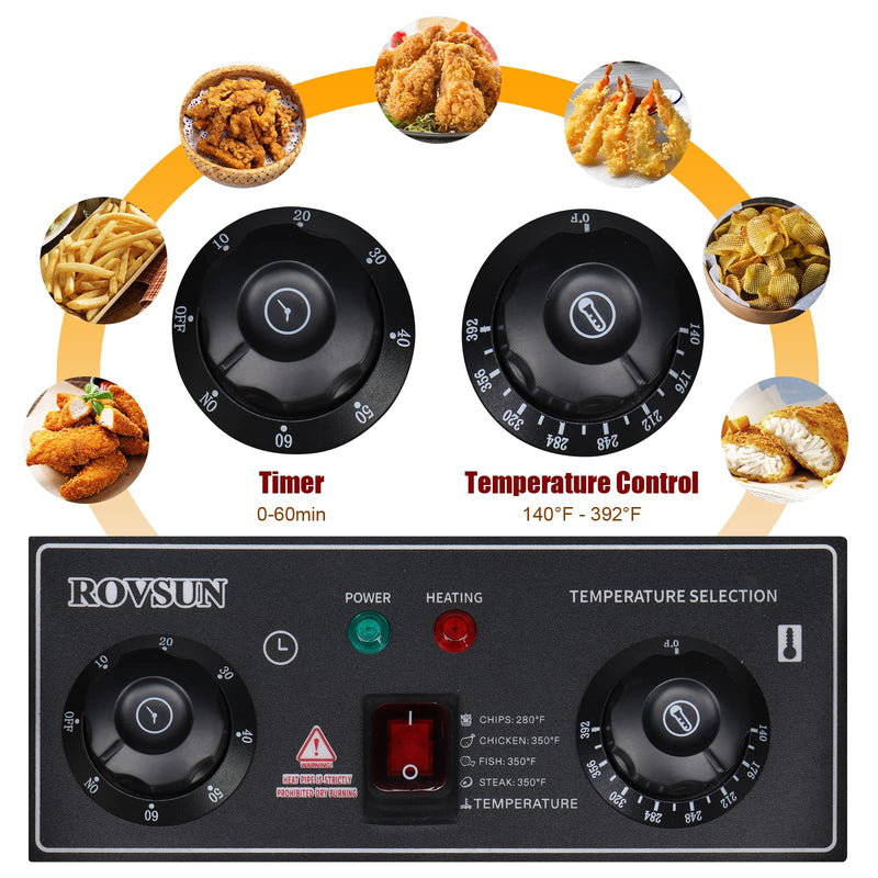ROVSUN 11.4QT Single Tank Electric Deep Fryer with Timer