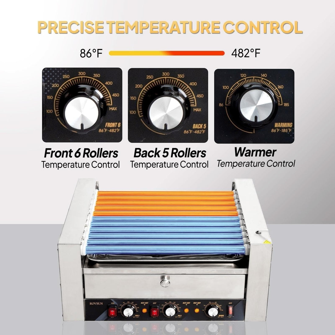 ROVSUN 30 Hot Dog Roller Grill with Bun Warmer