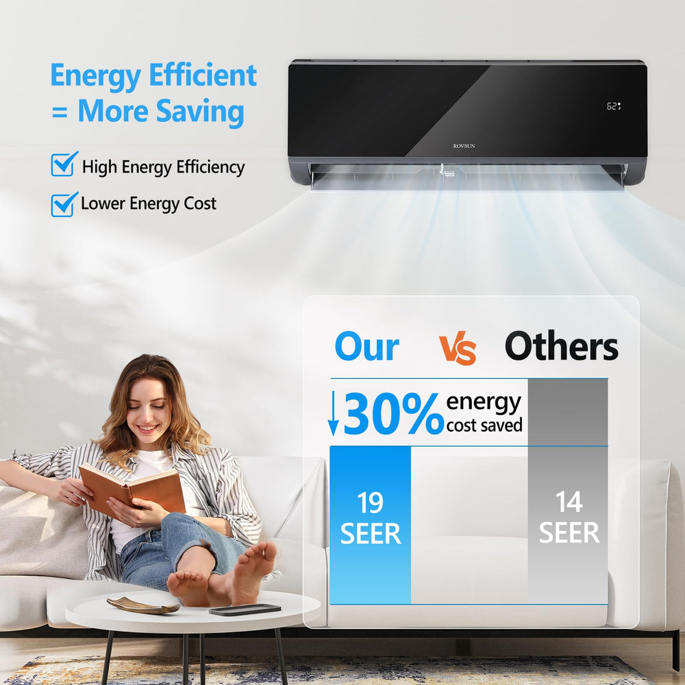 ROVSUN 9,000 BTU Black Mini Split Air Conditioner with Heat 115V - Wifi