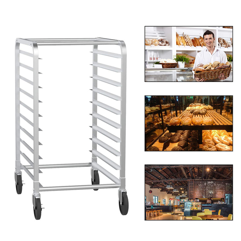 ROVSUN 10-Tier Bakery Rack Stainless Steel 26 Inches Wide Bun Pan Shee
