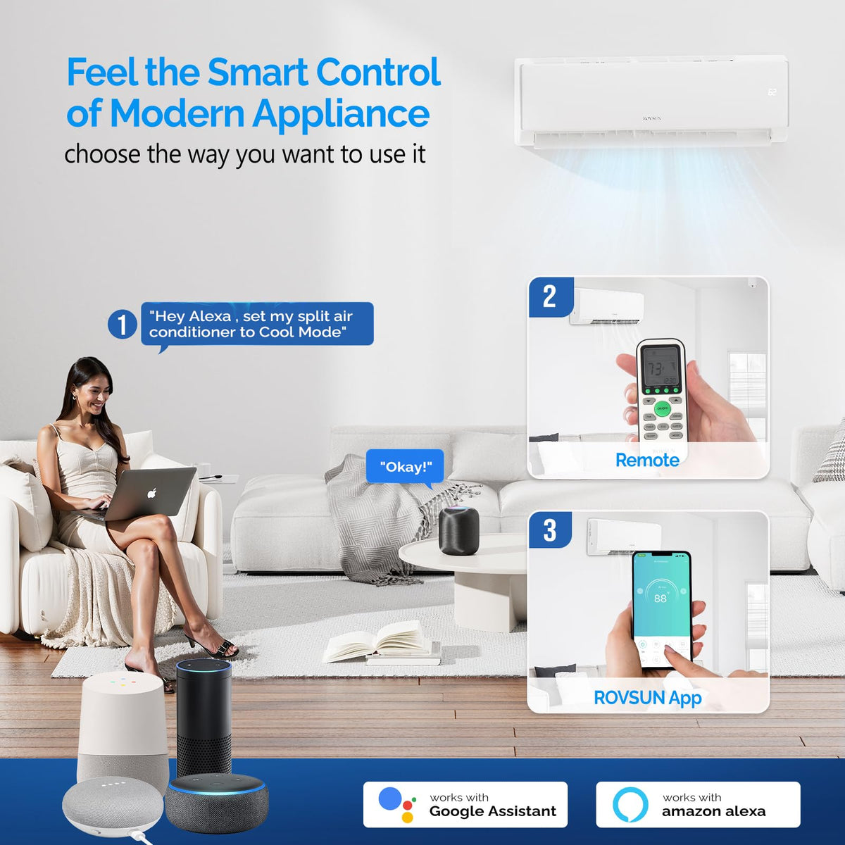 ROVSUN 11500 BTU Mini Split with Heat Pump 115V - 17 SEER2