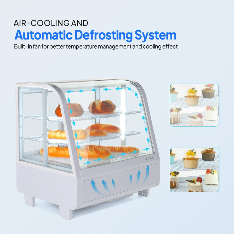 ROVSUN 27" 3.5 Cu.Ft White Refrigerated Bakery Display Case