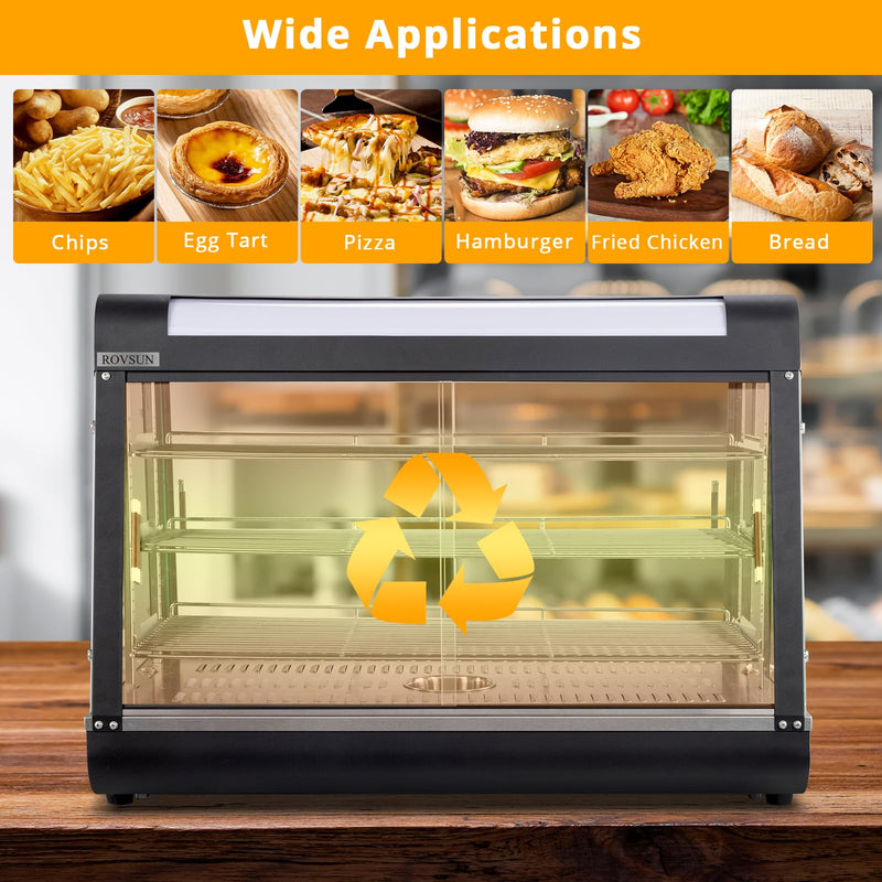 ROVSUN 3-Tier 35" Countertop Heated Display Case with Sliding Doors