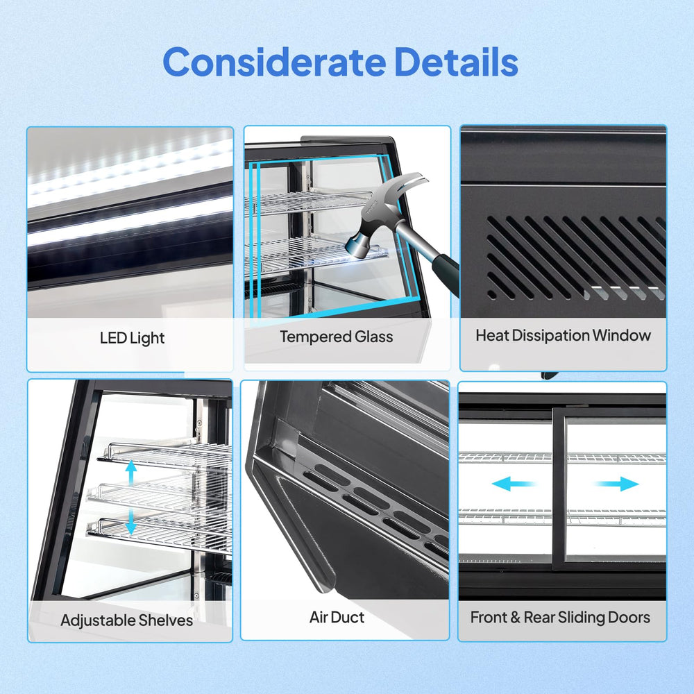 ROVSUN 48" 7.1 Cu.Ft. Black Refrigerated Bakery Display Case