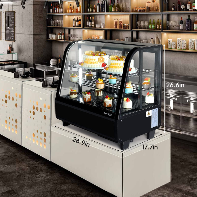 ROVSUN 3.5 Cu.Ft Black Refrigerated Bakery Display Case Countertop