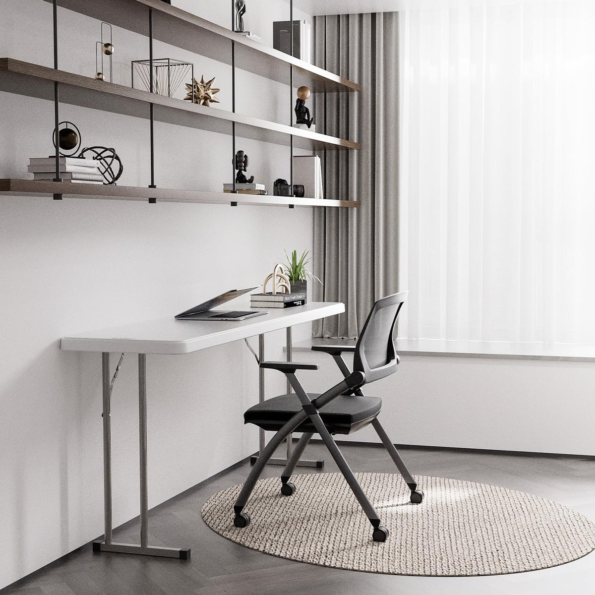 VINGLI 6 FT Narrow Folding Portable Plastic Long Table