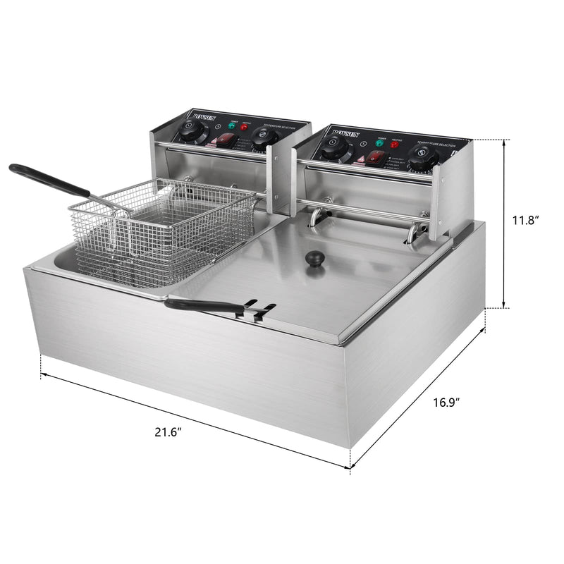 ROVSUN 22.8QT Double Tank Electric Deep Fryer with Timer