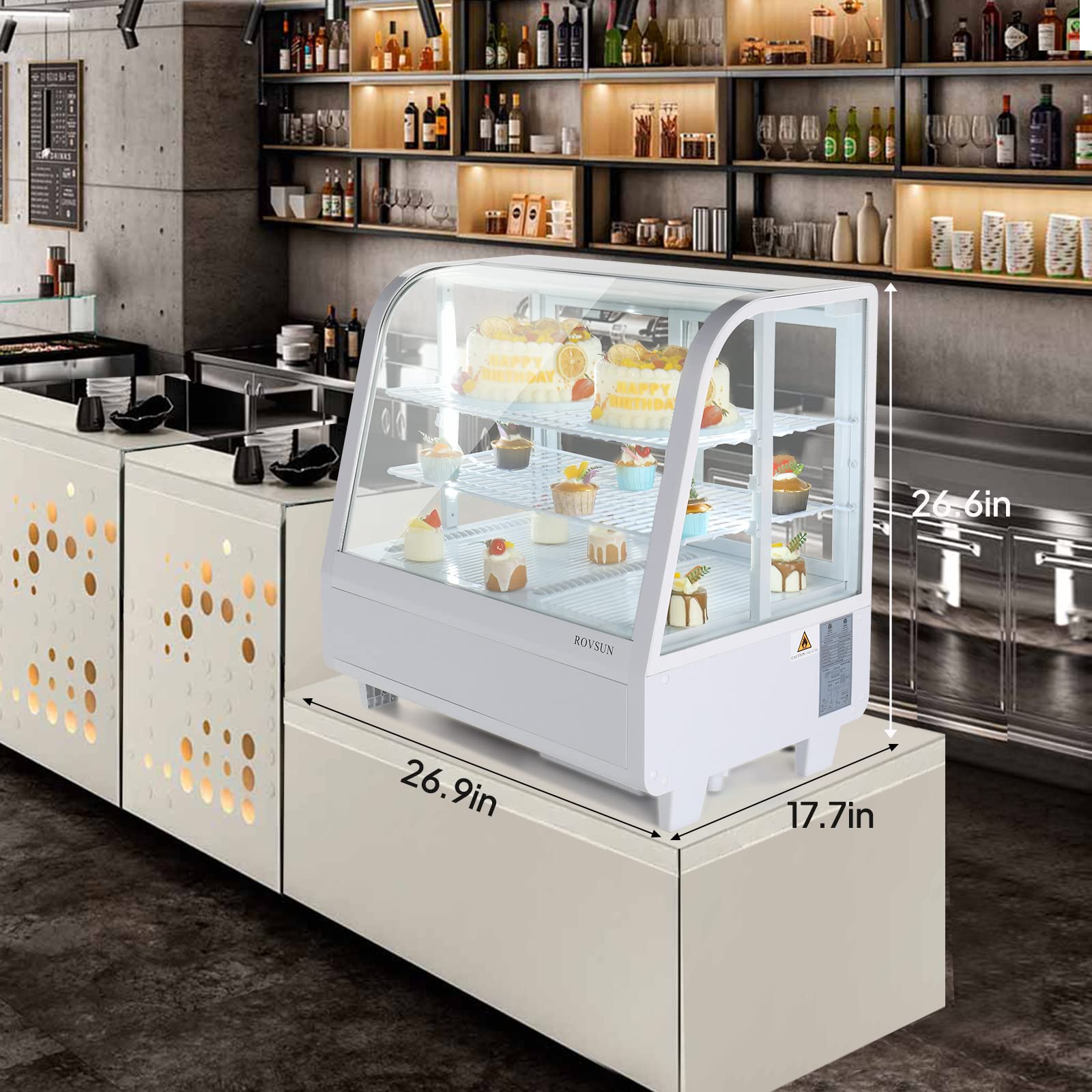 ROVSUN 3.5 Cu.Ft White Refrigerated Bakery Display Case Countertop