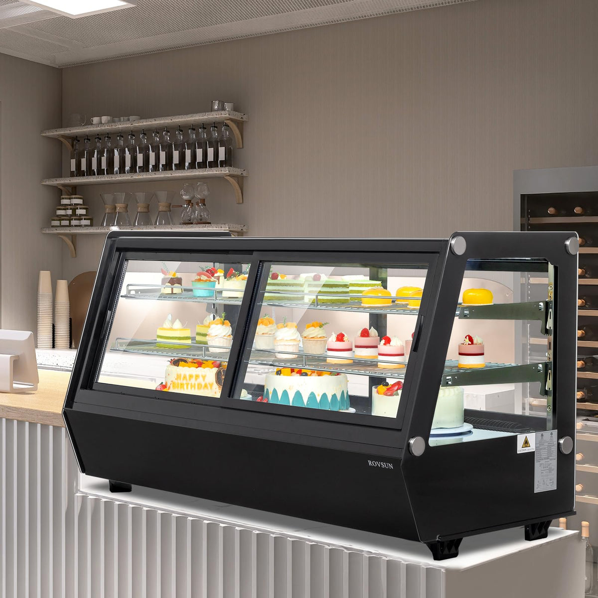 ROVSUN 48" 7.1 Cu.Ft. Black Refrigerated Bakery Display Case