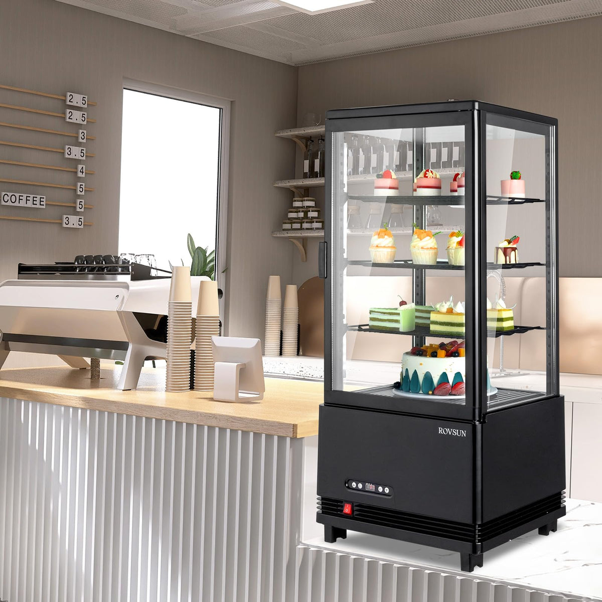 ROVSUN 18" 3 Cu.Ft. Black Refrigerated Bakery Display Case