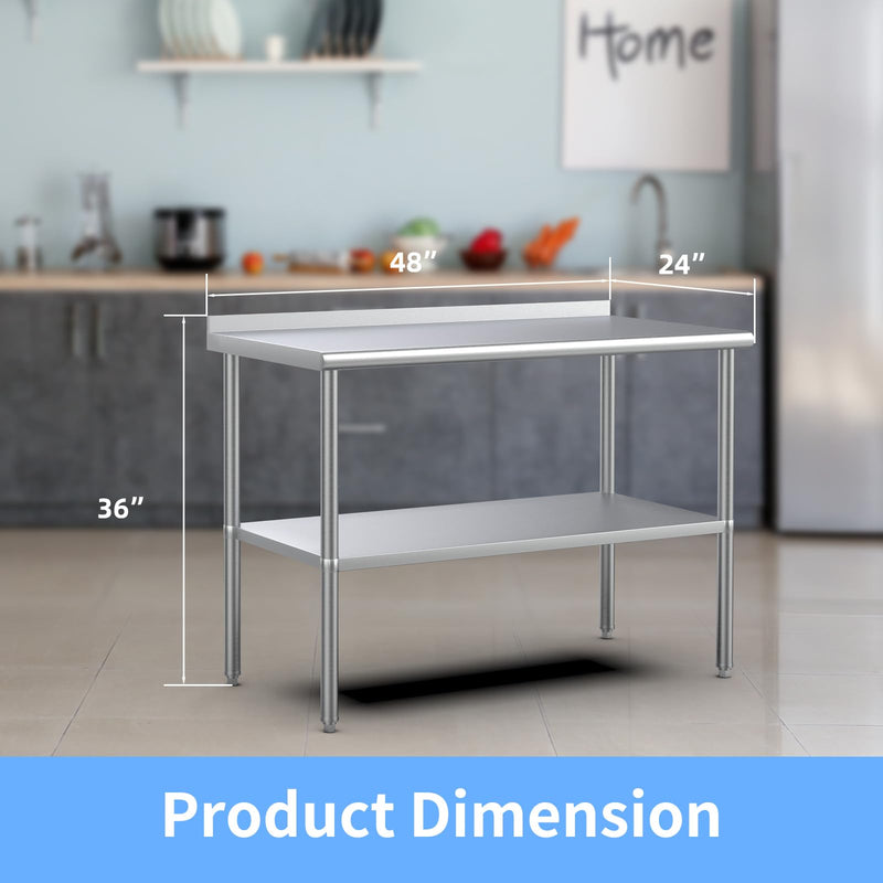 ROVSUN 48 x 24 Inch Stainless Steel Table Kitchen Prep Work with ...