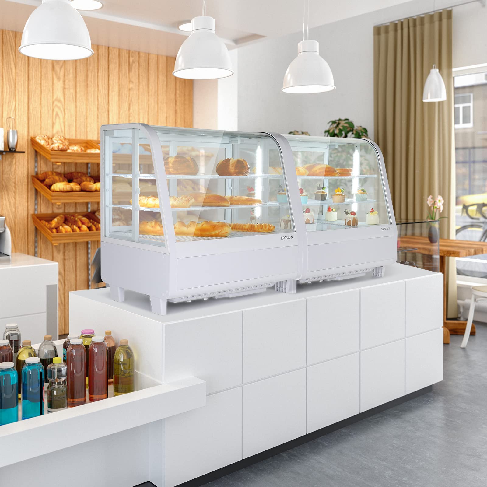 ROVSUN 3.5 Cu.Ft White Refrigerated Bakery Display Case Countertop