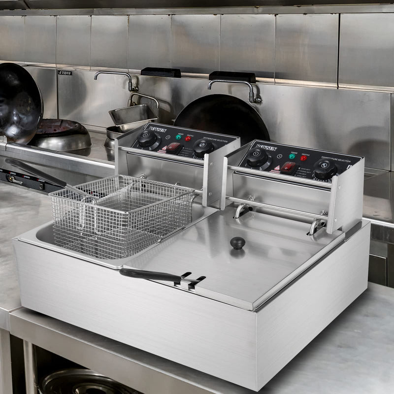 ROVSUN 22.8QT Double Tank Electric Deep Fryer with Timer