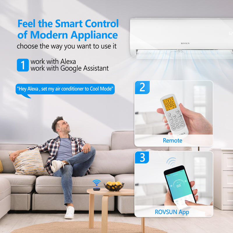 ROVSUN 9000 BTU Mini Split Air Conditioner 115V - Wifi
