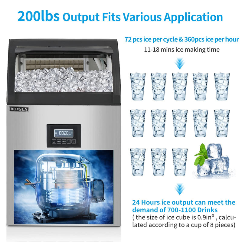 ROVSUN 200 LBS Commercial Ice Machine Maker Countertop