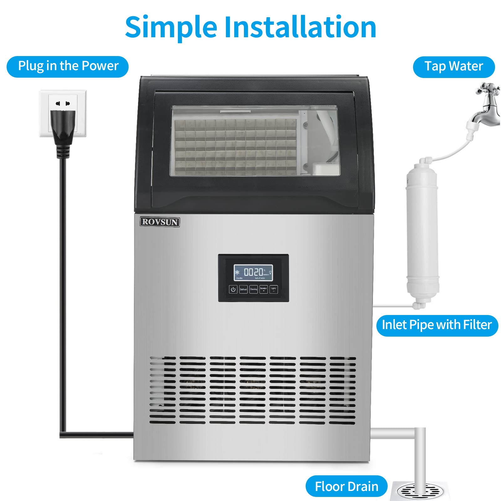 ROVSUN 200 LBS Commercial Ice Machine Maker Countertop